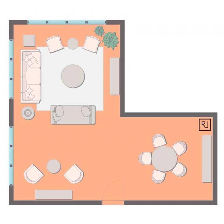 How to Layout an L-Shaped Living Room [With Illustrated Floor Plans ...