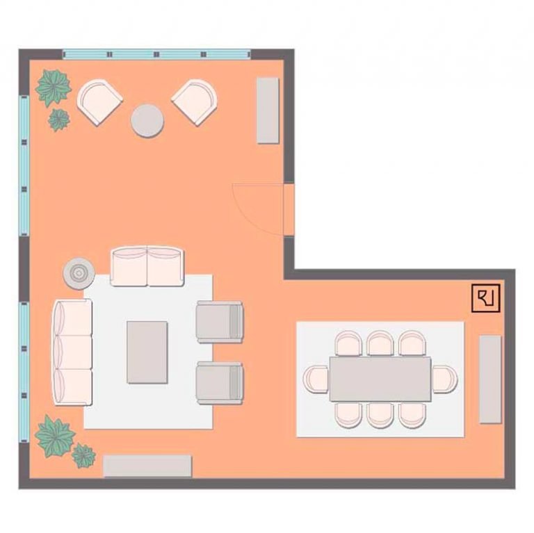 How to Layout an L-Shaped Living Room [With Illustrated Floor Plans ...